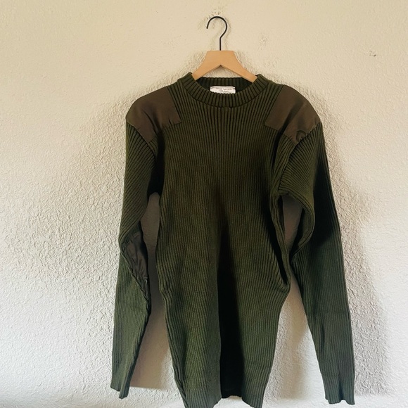 Vintage | Sweaters | Uniform Military Ribbed Green Sweater Commando Army | Poshmark
